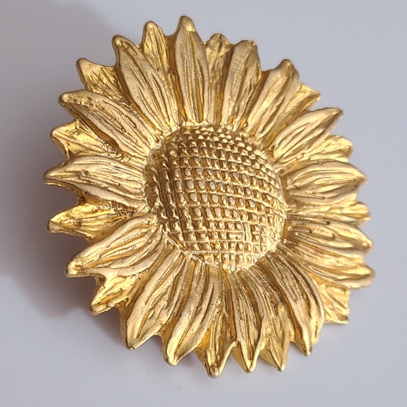 Vintage | Jewelry | Vintage Sunflower Brooch Pin Big Gold Beautiful ...